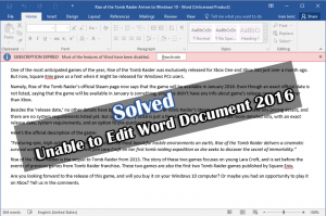 [Solved] Unable to Edit Word Document 2016