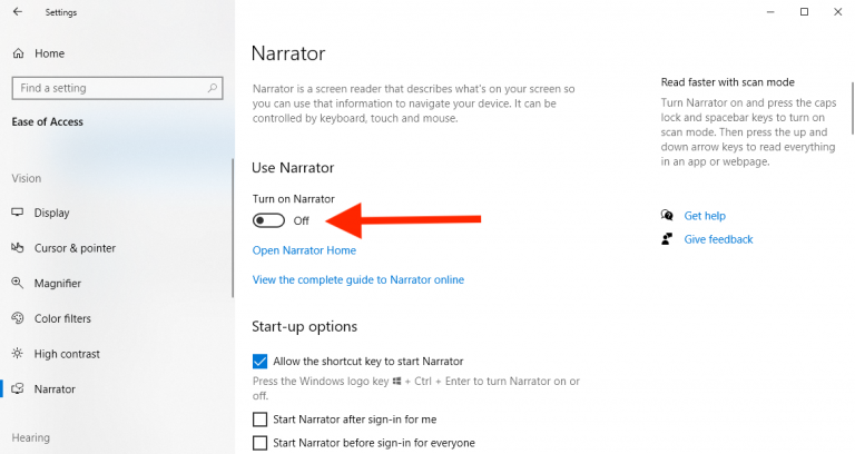 How To Disable And Enable Narrator In Windows 10